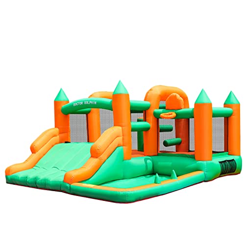 Doctor Dolphin Toddler Bounce House Ball Pit Inflatable Slide Bouncer Jump Bouncy House with Blower for Kids 2-12