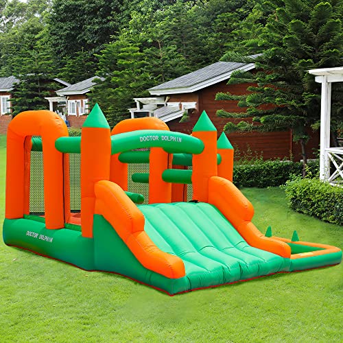 Doctor Dolphin Toddler Bounce House Ball Pit Inflatable Slide Bouncer Jump Bouncy House with Blower for Kids 2-12