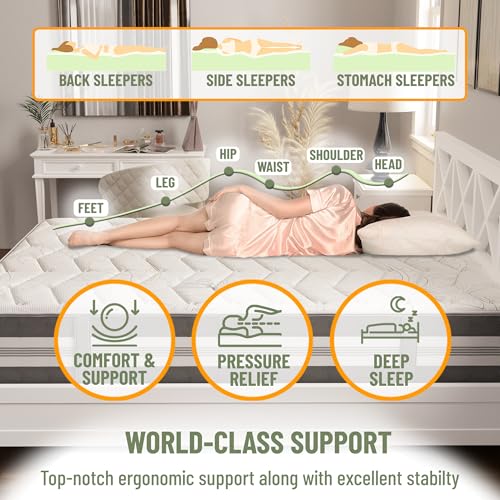 Ottomanson 12" Queen Mattress in a Box Made in USA, Firm Mattress, Hybrid Mattress Cool Improved Airflow with Edge to Edge Pocket Coil, Bed in A Box, Ottopedic