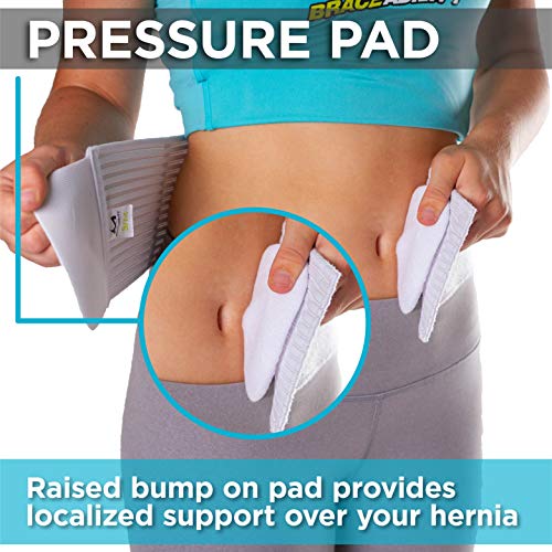 BraceAbility Hernia Belt for Men & Women | Stomach Truss Binder with Compression Support Pad for Abdominal, Umbilical, Navel & Belly Button Hernias - S/M (New & Improved) Fits 28"-38"