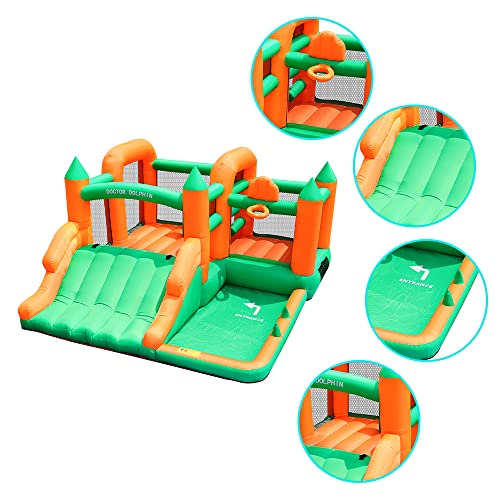 Doctor Dolphin Toddler Bounce House Ball Pit Inflatable Slide Bouncer Jump Bouncy House with Blower for Kids 2-12