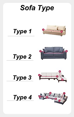 Homxi 4 Seater Sofa Covers for Living Room,78" W x 165" L,Chaise Couch Cover Solid Color with Stripes Couch Covers Polyester Couch Cover Blue
