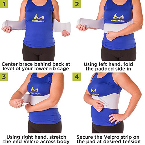 BraceAbility Rib Injury Binder Belt | Women's Rib Cage Protector Wrap for Sore or Bruised Ribs Support, Sternum Injuries, Pulled Muscle Pain and Strain Treatment (Female - Fits 34β-60β Chest)