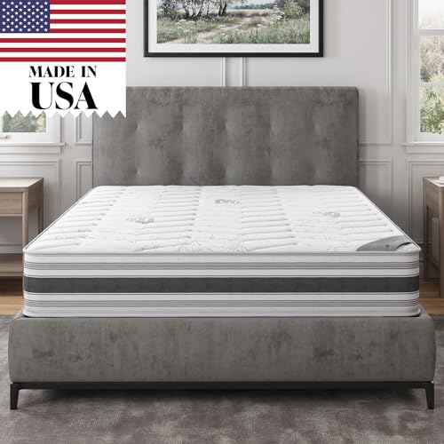 Ottomanson 12" Queen Mattress in a Box Made in USA, Firm Mattress, Hybrid Mattress Cool Improved Airflow with Edge to Edge Pocket Coil, Bed in A Box, Ottopedic