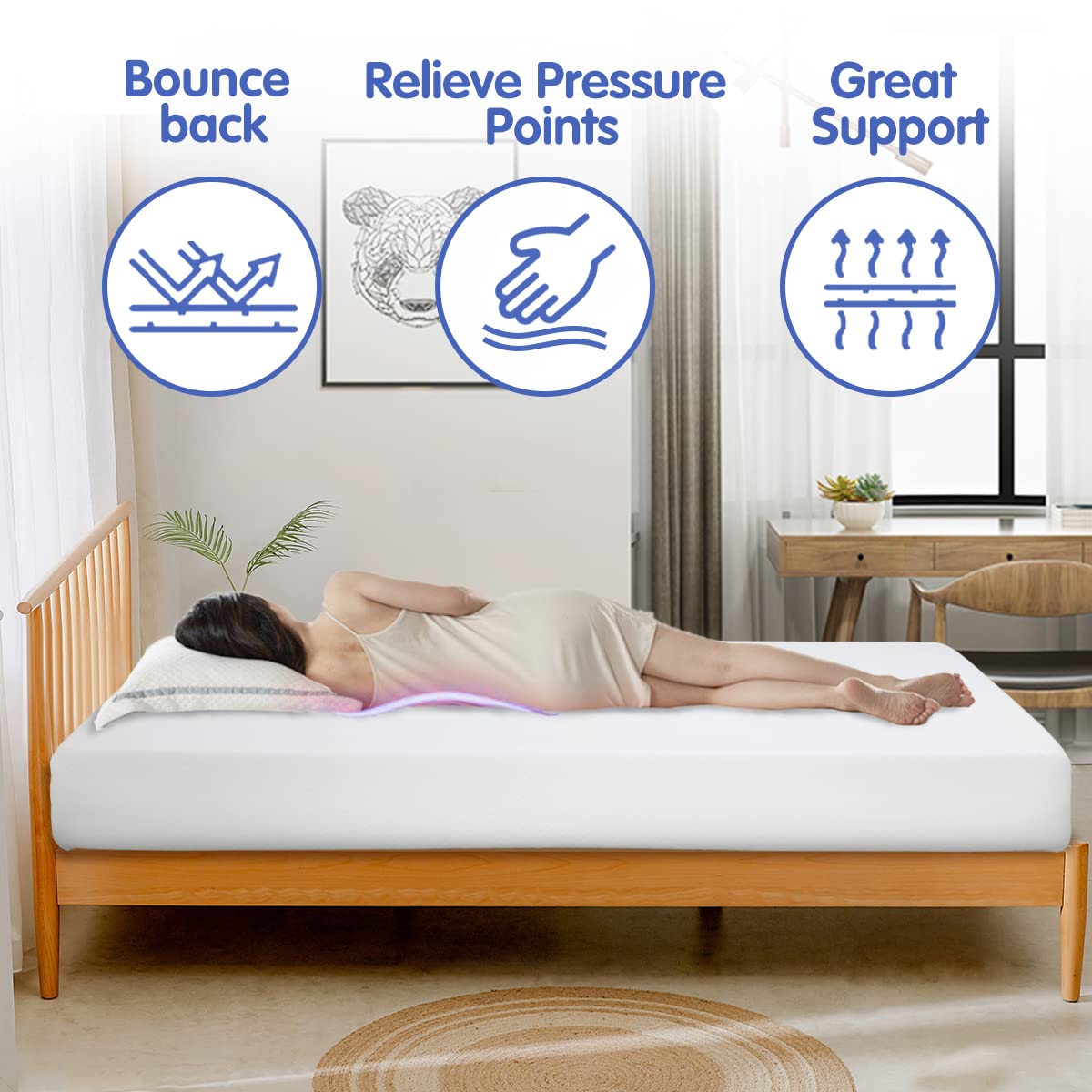 Queen Mattress, 8 Inch Gel Memory Foam Mattress for Cool Sleep & Pressure Relief, Medium Firm RV Daybed Mattress for Kid Adults, Bed-in-a-Box, CertiPUR-US Certified
