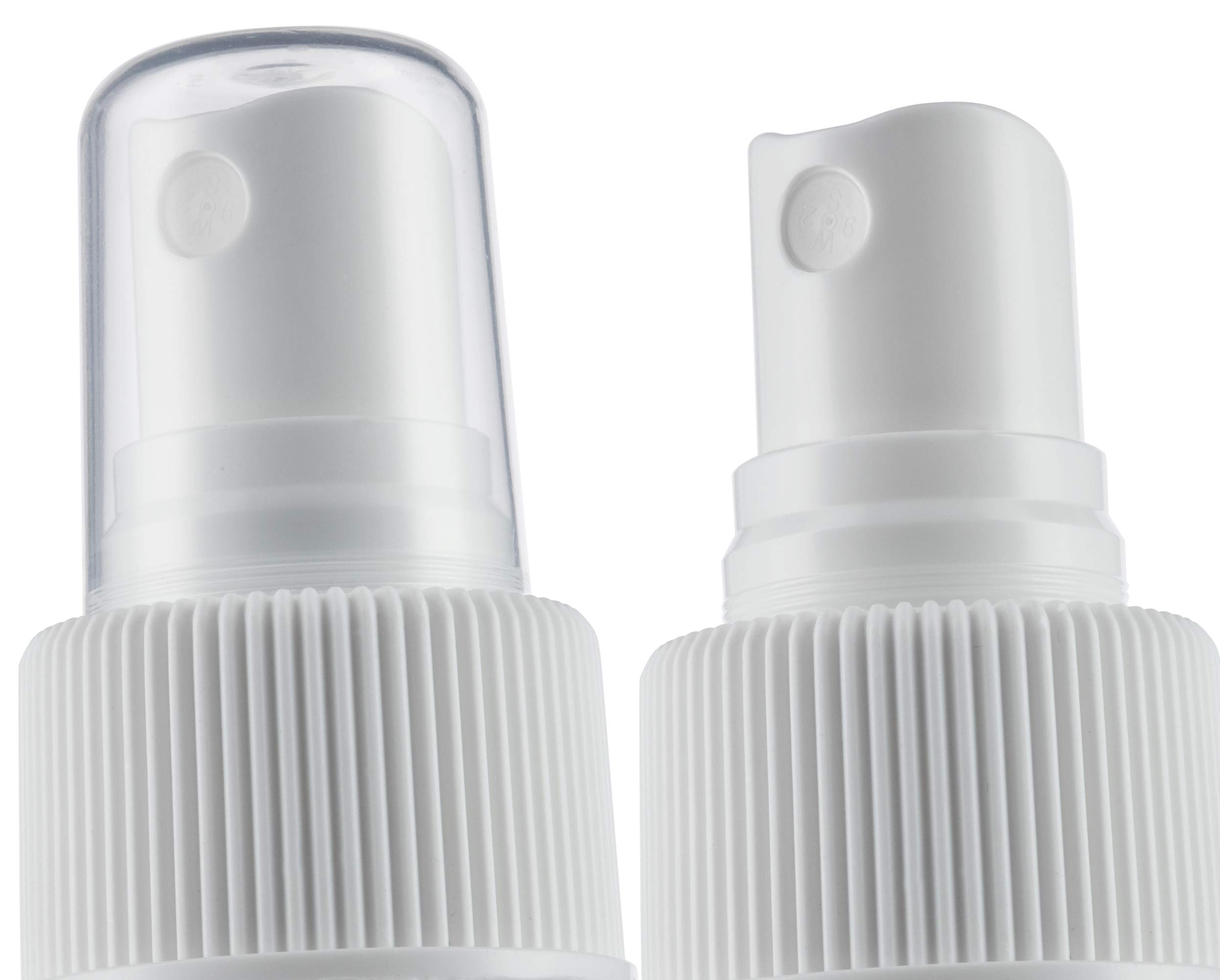 JUVITUS 4 oz Clear Natural Refillable Plastic Squeeze Bottle with White Fine Mist Sprayer - (6 Pack)