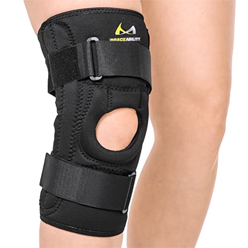 BraceAbility Patella Stabilizing Chondromalacia Knee Brace - Patellofemoral Pain Syndrome U-Shaped Stabilizer Supports Sides of Kneecap for Patellar Tendonitis, Knocked Knees, Bow Legs Treatment (M)