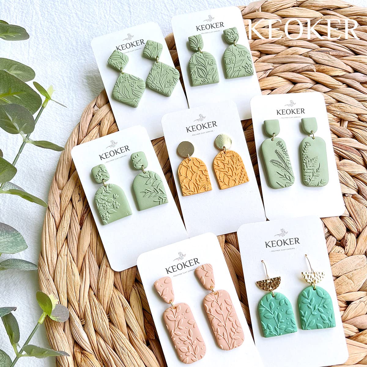 Keoker Polymer Clay Texture Sheets, Clay Texture Mat for Making Earrings Jewerly, Polymer Clay Texture Roller (No. 7 Floral)