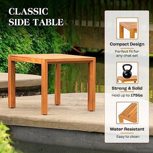 IDZO Natural 3-Piece Patio Bistro Sets with Foldable 400lbs Weight Endurance Chairs, a 220lbs Shelf Table, Made from FSC-Certified Acacia Wood, Featuring Washable Cushions and an Ergonomic Design