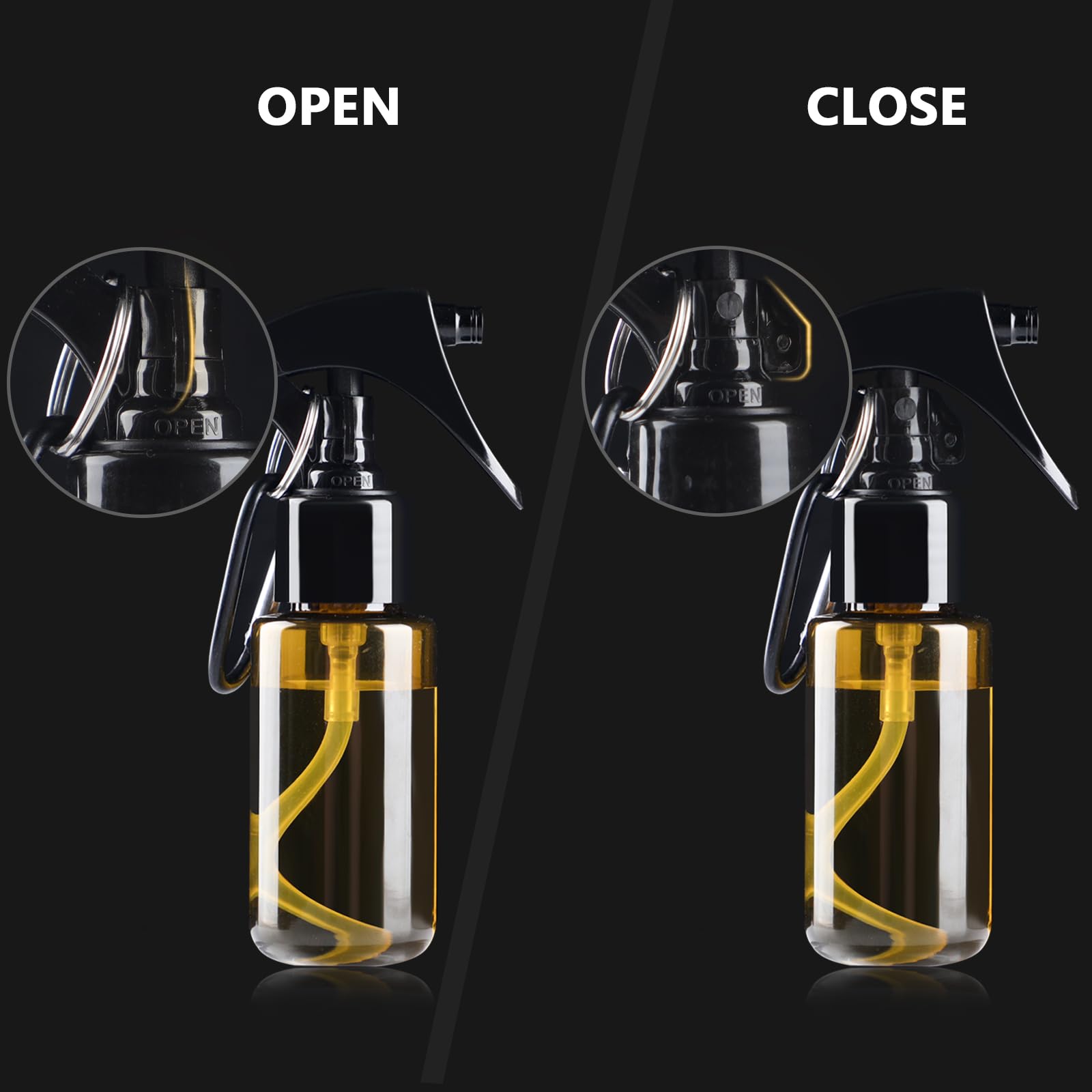 TANSHINE Small Spray Bottle 50ml, Travel Size Mini Fine Mist Water Spray Bottles, Portable Hand Sanitiser Alcohol Spray Bottle, Plastic Refillable Empty Face Mister Spray Bottles with Clip, 5pcs
