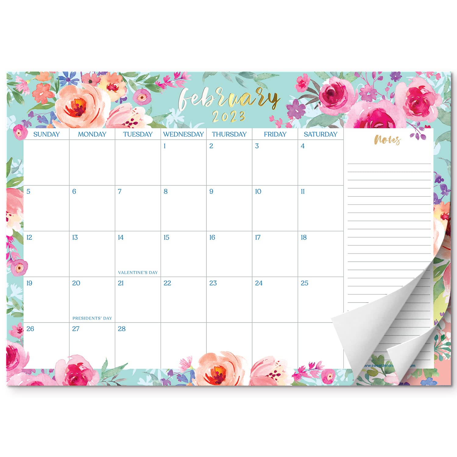S&O Watercolor Floral Large Desk Calendar from Jan 2023-Jun 2024 - Tear-Away Table Calendar 2023-2024 - Desktop Calendar 2023-2024 - Academic Desk Calendar 2023-2024 - Desk Calendar Large - 12x17in