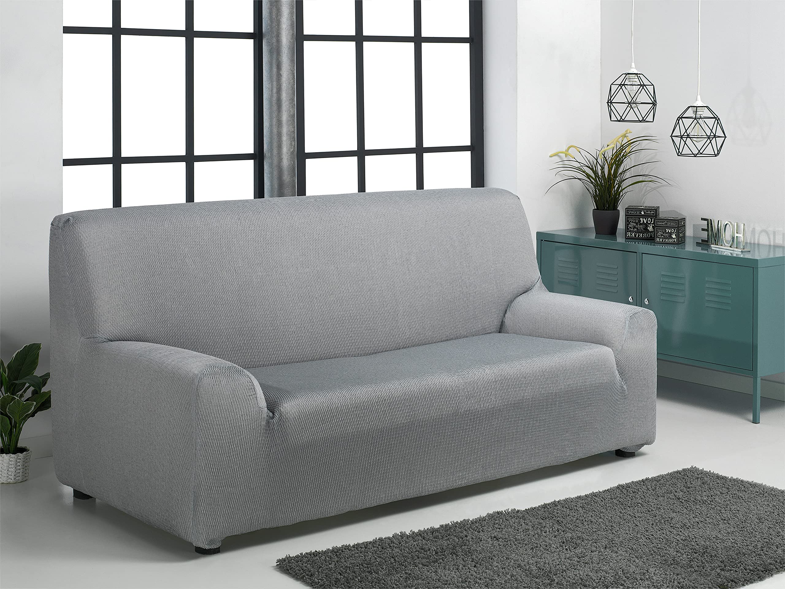 Martina Home - Elastic Cover for 4 Seater Sofa, Model TUNEZ, Color Blue Electric, Measure from 240 to 270 cm
