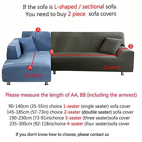 IMYOGI High Stretch Sofa Covers Plush High Stretch Sofa Cover L Shape Sectional Sofa Slipcovers Soft Washable Couch Covers Polyester Furniture Protector for Kids Pets -blue-1-4 Seater+4 Seater