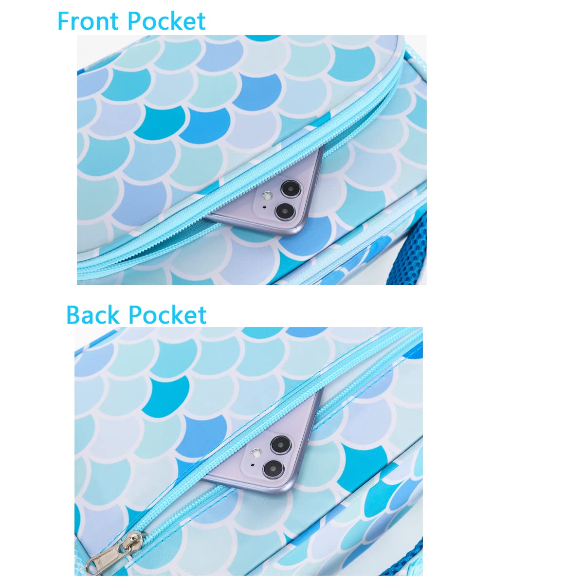 FlowFly Kids Lunch box with buckle Insulated Cooler Back to School Thermal Meal Tote Kit for Girls, Boys (Mermaid)
