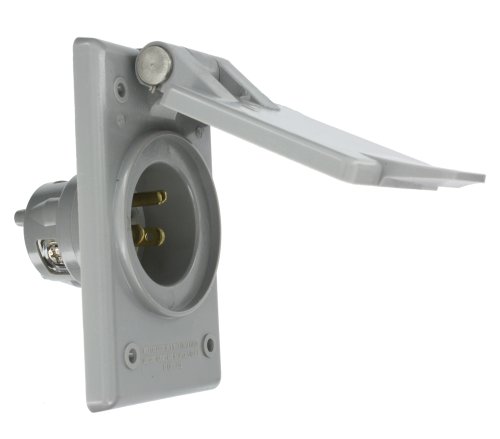 Leviton 5278-CWP Straight Blade Flanged Male Power Inlet Receptacle, 15 A, 125 V, Nylon Face, Body and Strap, Gray & Sigma Engineered Solutions, Gray Sigma Electric 14250 1/2-Inch 3 Hole 1-Gang Box