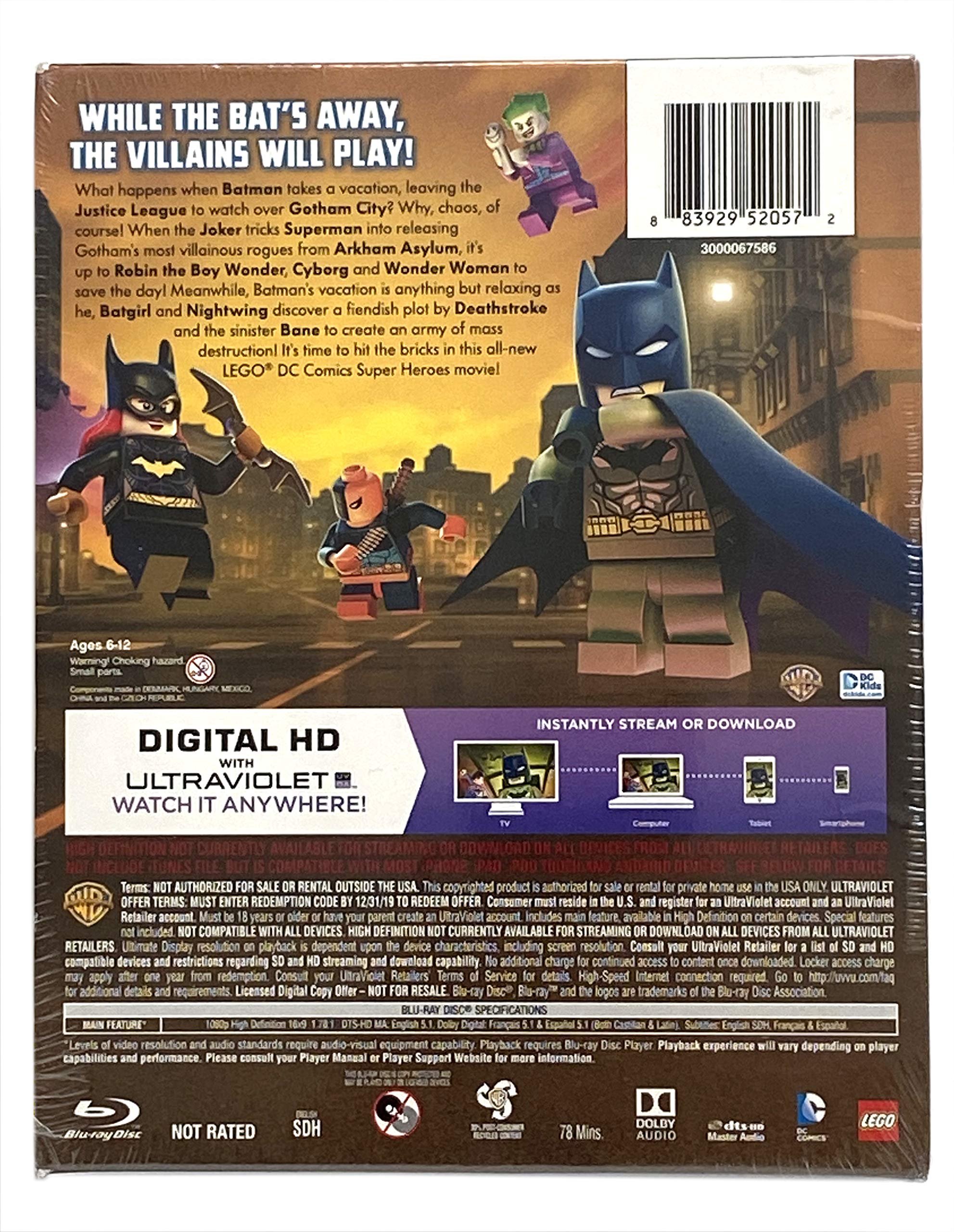 LEGO Justice League Gotham City Breakout Combo Pack (Blu-ray + DVD + Digital Copy + Nightwing Minifigure) Languages: English, Spanish & French (Audio & Subtitles)