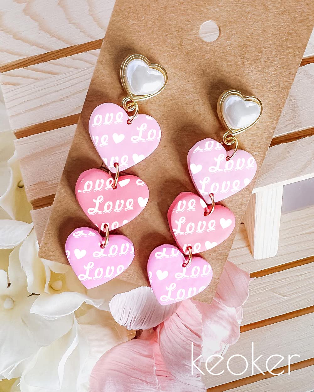 KEOKER Valentines Silk Screen Stencils for Polymer Clay, Valentines Silk Screen for Polymer Clay, 3PCS Valentine Silk Screen Polymer Clay, Heart Pattern Polymer Clay Stencil (Heart)