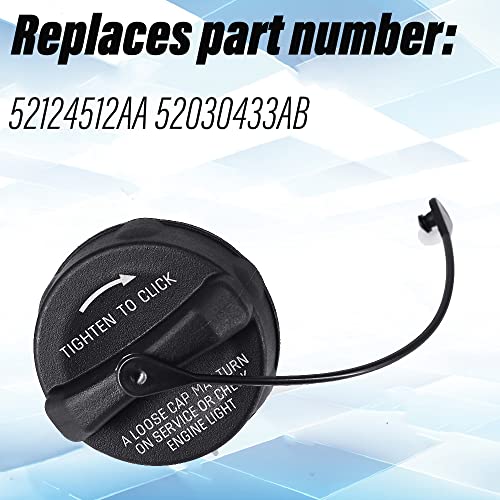 Gas Cap Fuel Cap 52124512AA 52030433AB Replace Compatible with Chrysler Aspen Pacifica Town and Country Voyager, Dodge Caravan Durango Grand Caravan Nitro Commander Grand Cherokee Liberty