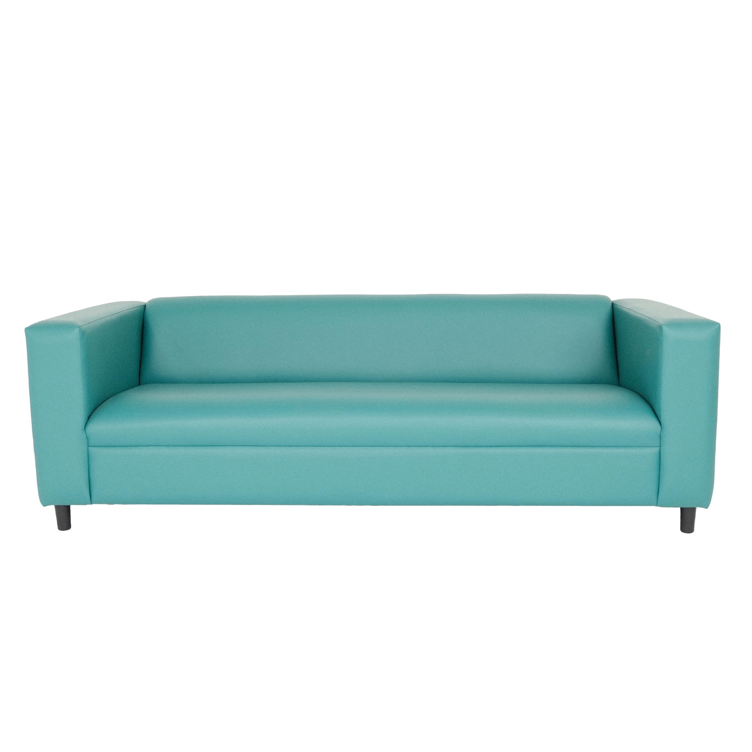 Coast to Coast Sofas Canal Faux Leather Sofa, Modern 3-Seater Sofas Couches for Living Room, Bedroom, Office, and Apartment with Solid Wood Frame