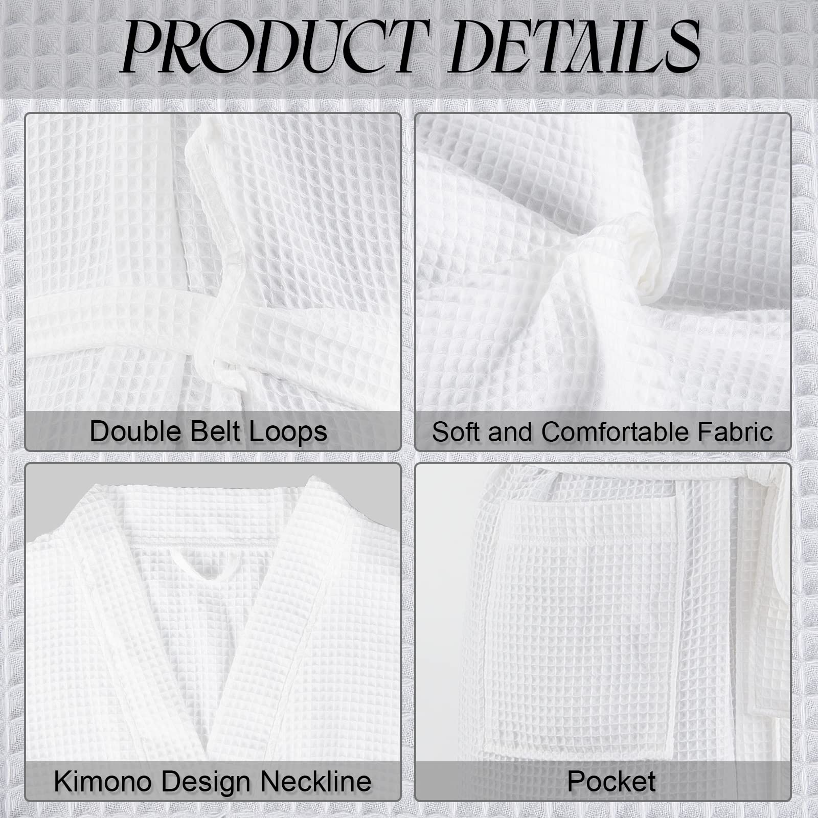 Hercicy 2 Pcs Waffle Robes Lightweight Robes for Women Man His and Hers Bathrobes for Couples Pool Party Weedings(Large,White)