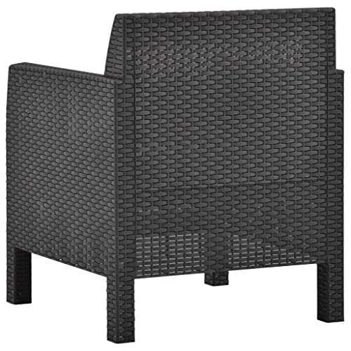 ZQQLVOO Patio Chairs with Cushions,Armchair,Dining Chairs,Leisure Chairs,Garden Chairs,for Swimming Pools,Decks,Gardens,Backyards,2 pcs PP Rattan Anthracite