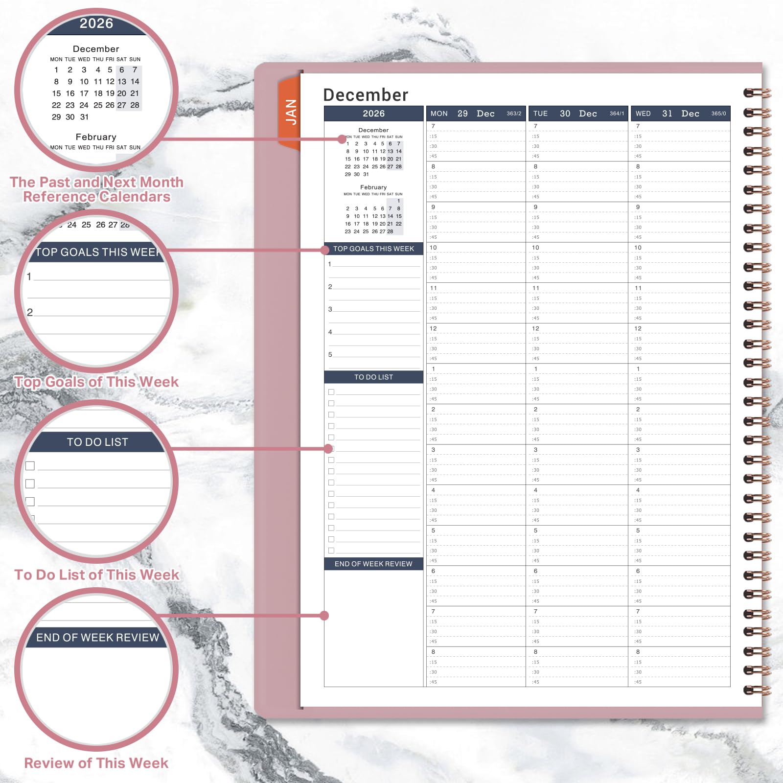 2023 Weekly Appointment Book - Daily Hourly Planner 2023, January 2023- December 2023, 8.4" x 10.6", 15-Minute Interval, Flexible Soft Cover, Twin-Wire Binding, Perfect for Your Life