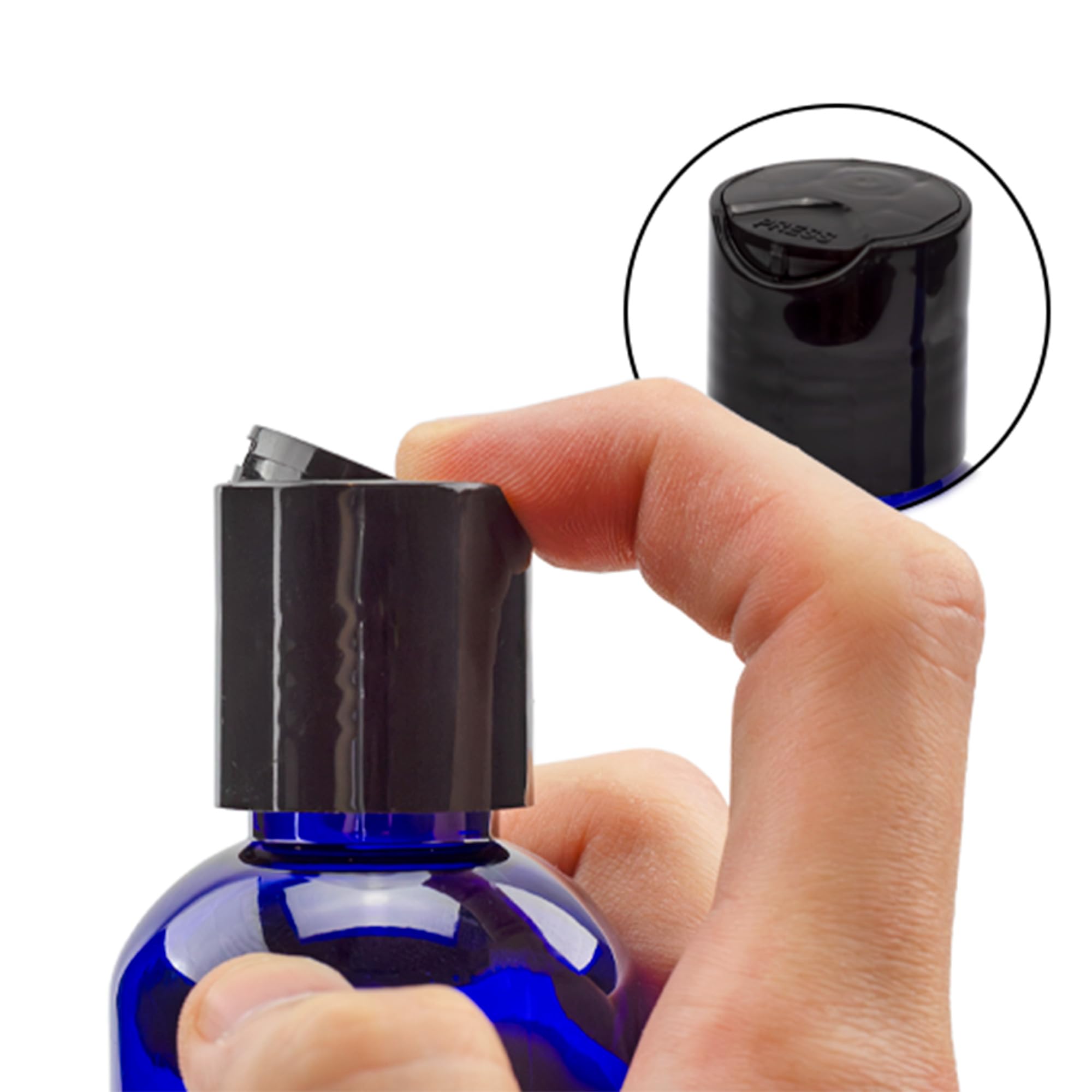 4oz Empty Cobalt Blue Plastic Squeeze Bottles with Disc Top Flip Cap (6 pack); BPA-Free Containers For Shampoo, Lotions, Liquid Body Soap, Creams