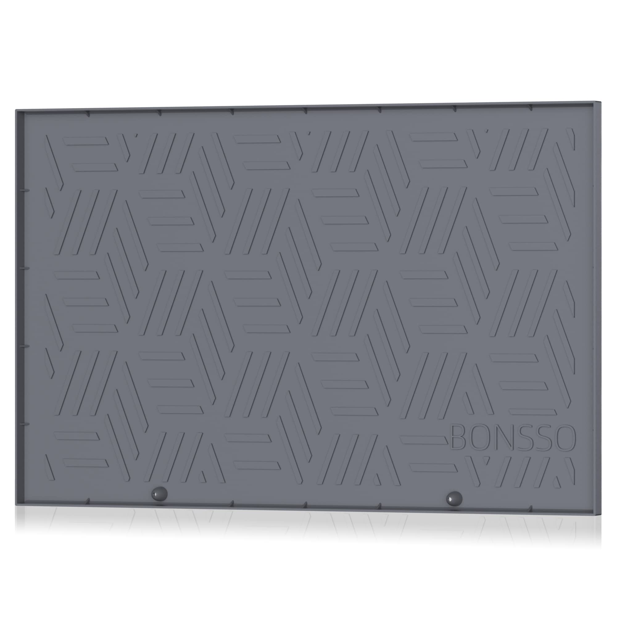 BONSSO Under Sink Mat Kitchen & Bathroom Cabinet Liner, 34" x 22" Silicone Waterproof Under Sink Drip Tray, Hold up to 2.75 Gallons Liquid, Cool Grey