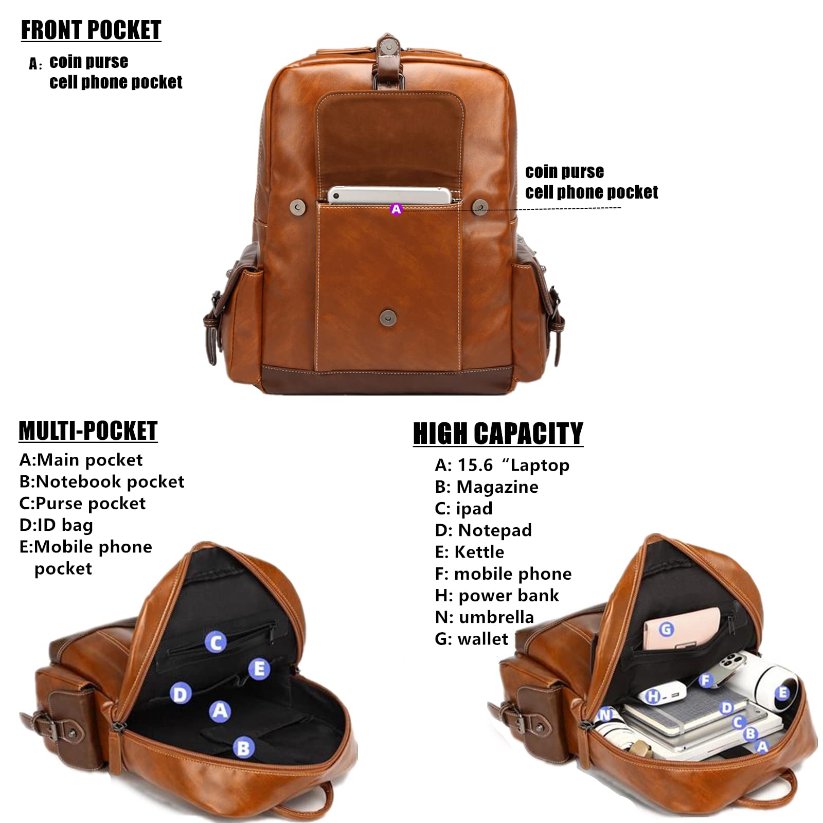 Women's Fashion Designer Backpack,Vegan Leather Backpacks For Work Travel College,Unisex Shoulder Daypack (brown-2218)