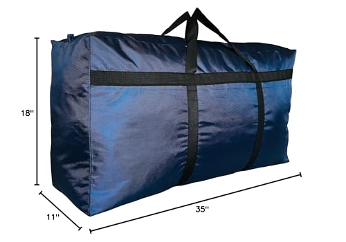 DoYiKe Extra Large Storage Duffle Bag with Zippers and Handles, Heavy Duty Blue Big Foldable Bag for Travel-38x23x11Inch