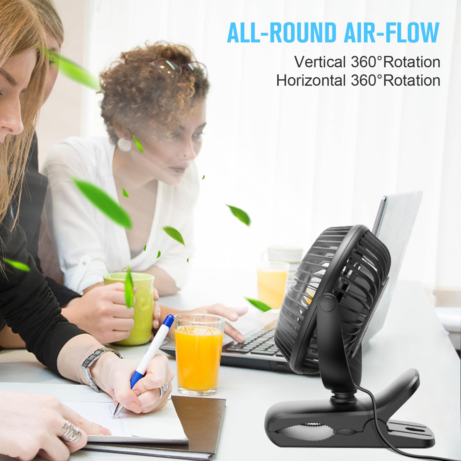 BESKAR 6 Inch Clip on Fan, 3 Speeds Small Fan with Strong Airflow, Clip & Desk Fan USB Plug in with Sturdy Clamp - Ultra Quiet operation for Office Dorm Bedroom Stroller