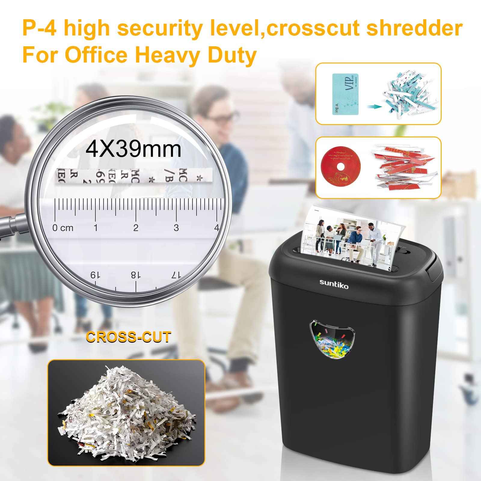 Paper Shredder, 14-Sheet Cross Cut with 6.6-Gallon Basket, P-4 Security Level, 3-Mode Design Shred Card/CD/Staple/Clip, Heavy Duty with Jam Proof System, Woolsche Paper Shredder for Office (ETL)