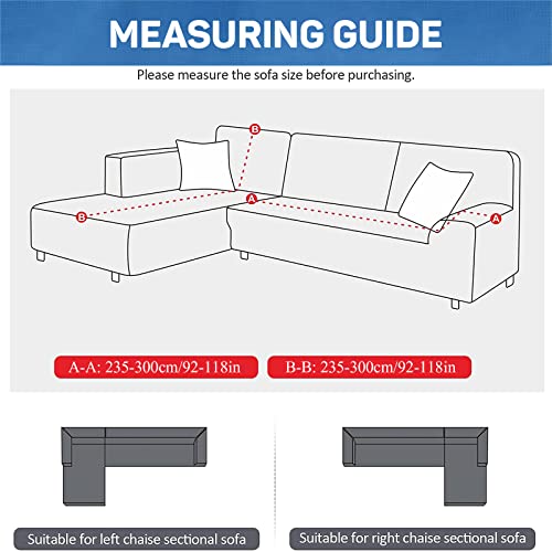 TVPFM 2 Pieces Waterproof Sectional Couch Covers, Stretch Sofa Slipcover with Elastic Bottom L-Shaped Sofa Covers Furniture Protector for Pets Cat Dog -Blue B-4-seater + 4-Seater