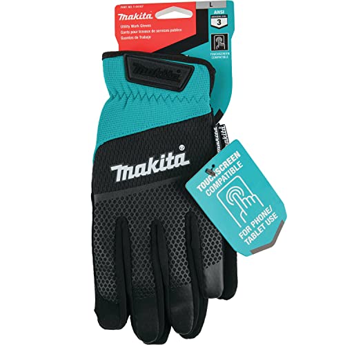Makita Unisex Makita T 04167 Open Cuff Flexible Protection Utility Work Gloves Large , Teal/Black, Large US