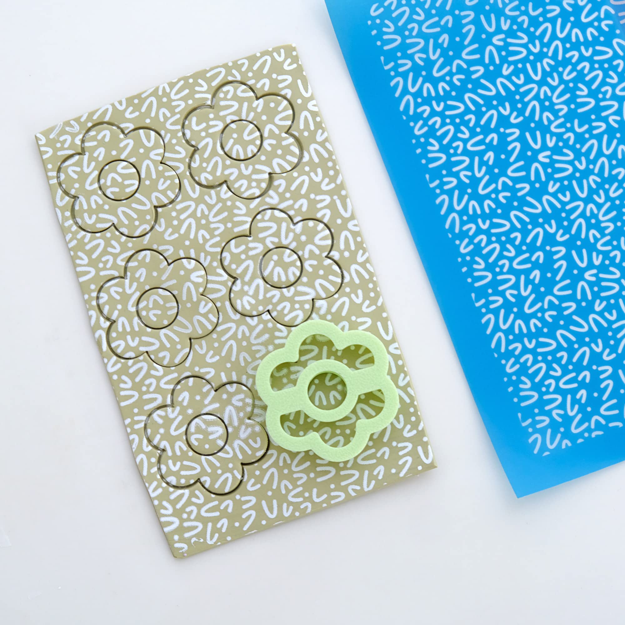 Dacmern Silk Screen for Polymer Clay, Silk Screen Stencils Reusable for Polymer Clay Earrings, Silkscreens for Clay Jewelry, Texture Sheets for Polymer Clay, Dot Print Polymer Clay Stencils