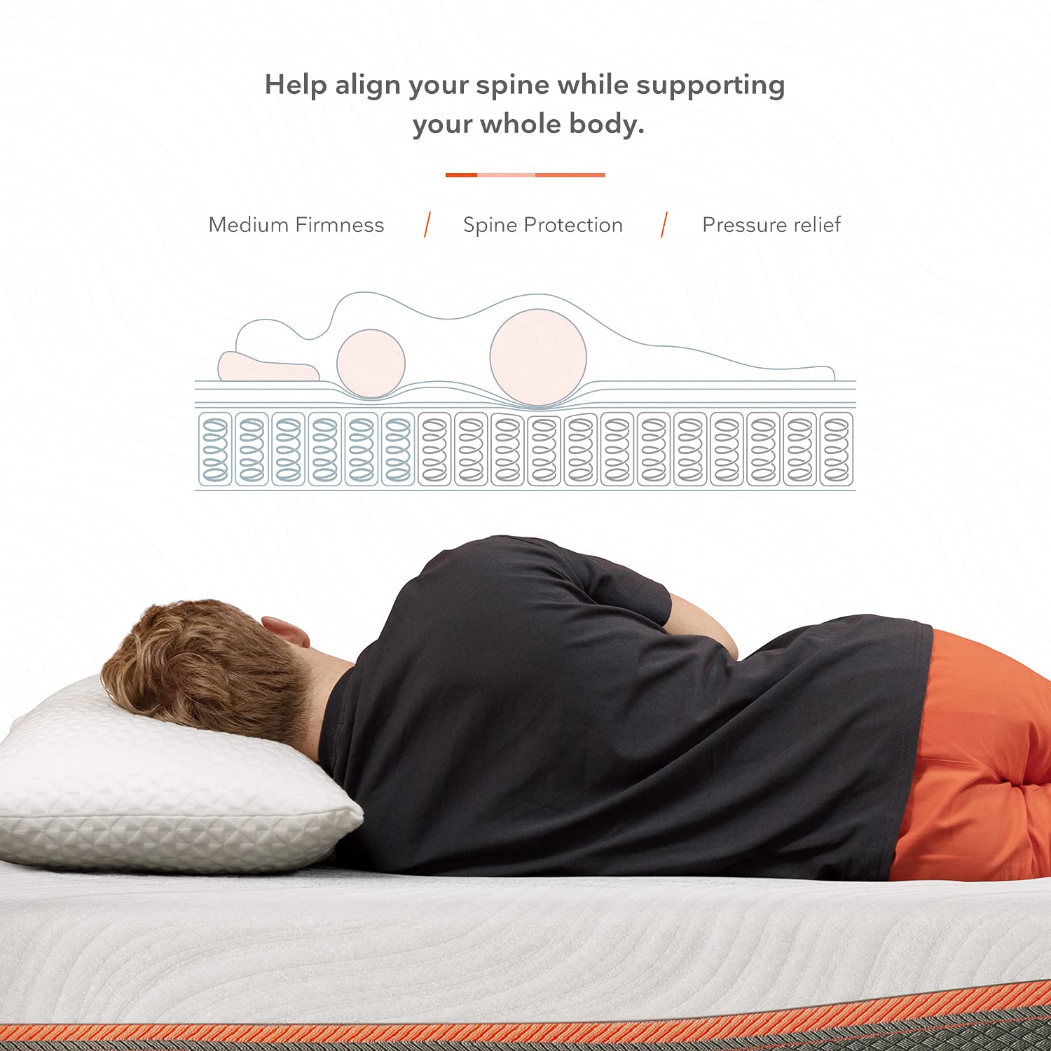 Mattress Queen, Sweetnight 8” Hybrid Mattress with Gel Memory Foam & Pocket Innerspring , Bed Mattress with Moisture Wicking Adaptive Cover, Medium Firm, Queen Size