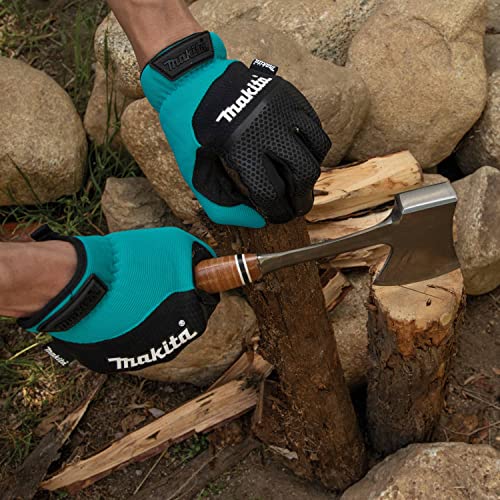 Makita Unisex Makita T 04167 Open Cuff Flexible Protection Utility Work Gloves Large , Teal/Black, Large US