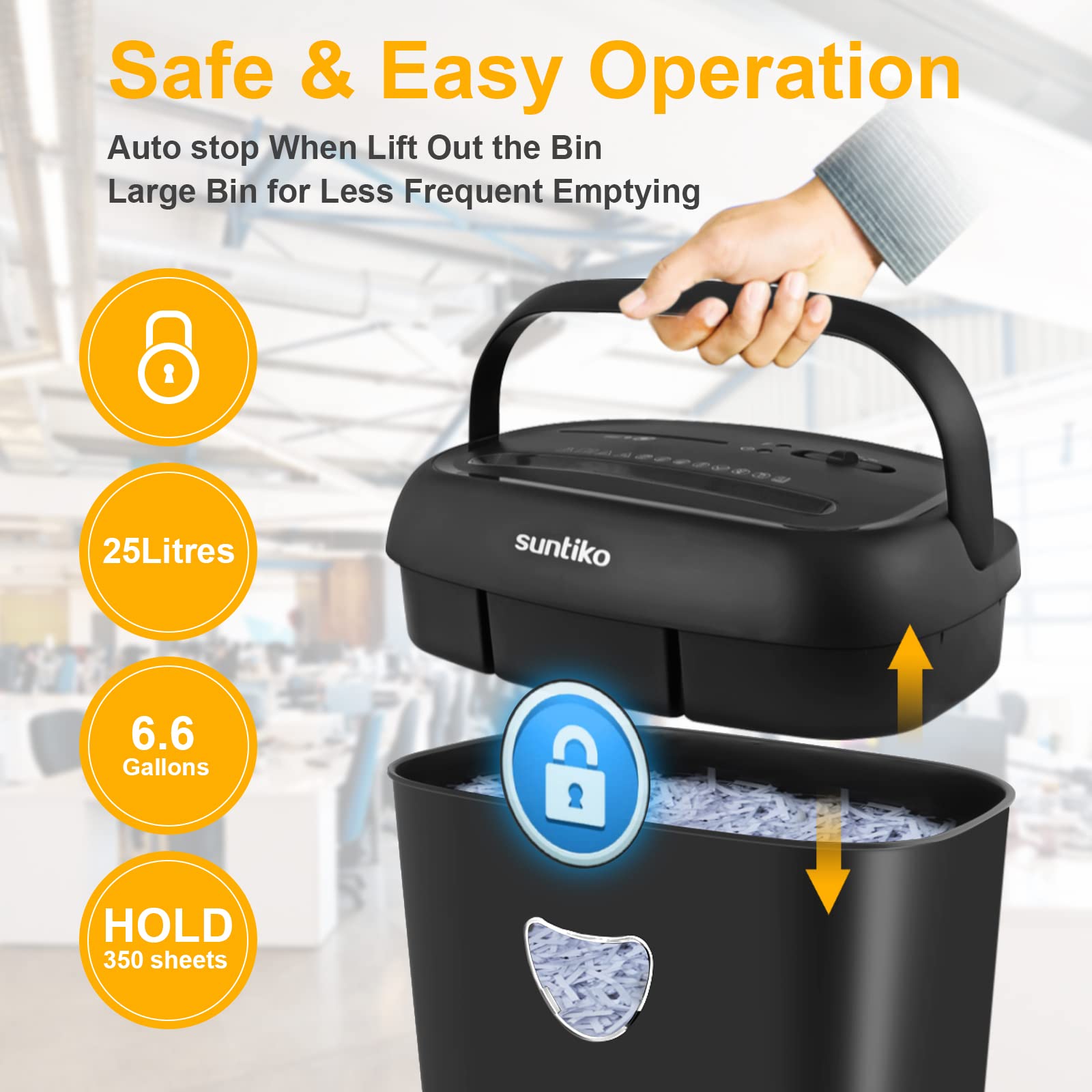 Paper Shredder, 14-Sheet Cross Cut with 6.6-Gallon Basket, P-4 Security Level, 3-Mode Design Shred Card/CD/Staple/Clip, Heavy Duty with Jam Proof System, Woolsche Paper Shredder for Office (ETL)