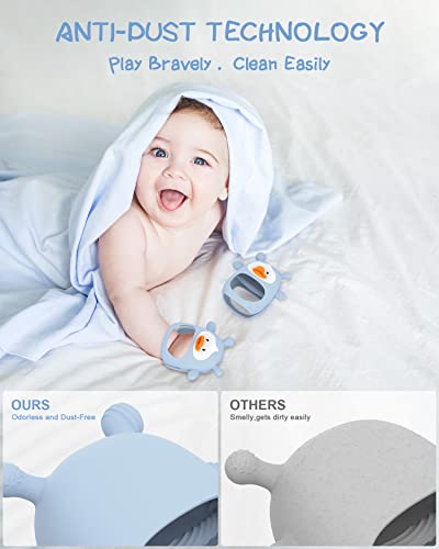 Teething Toys for Babies 0-6 Months, Never Drop Silicone Baby Teether, Hand Pacifier for Sucking Babies, Soothing Pain Relief, Best Chew Toy for Teething Baby, Teething Mitten for New Born - Blue