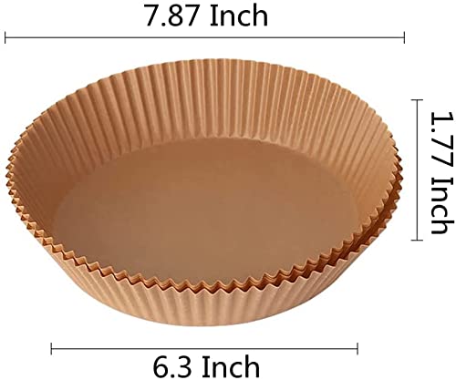 100 PCS Disposable Paper Liner for Air Fryer, Disposable Parchment Liners, Round Baking Paper-Liners for Baking Roasting Microwave (Nature)
