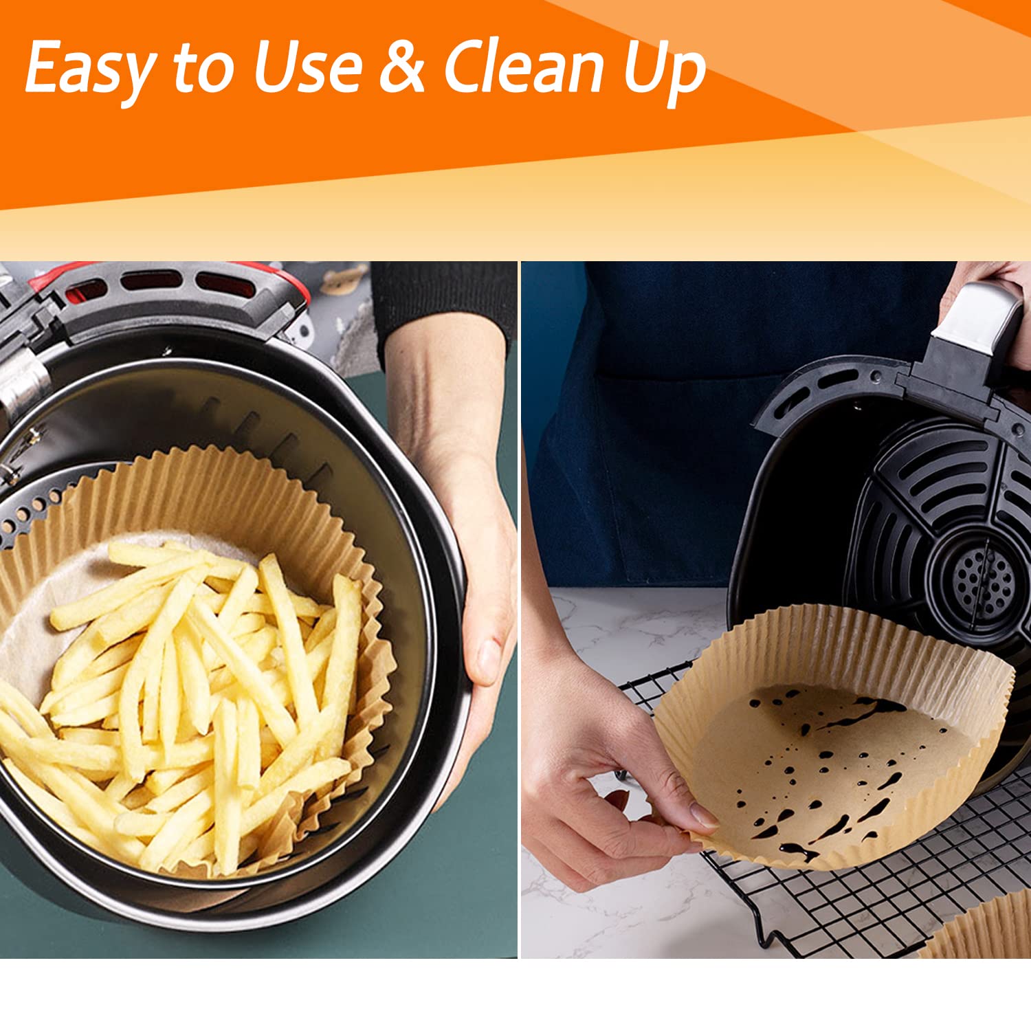 100 PCS Disposable Paper Liner for Air Fryer, Disposable Parchment Liners, Round Baking Paper-Liners for Baking Roasting Microwave (Nature)