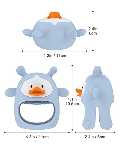 Teething Toys for Babies 0-6 Months, Never Drop Silicone Baby Teether, Hand Pacifier for Sucking Babies, Soothing Pain Relief, Best Chew Toy for Teething Baby, Teething Mitten for New Born - Blue