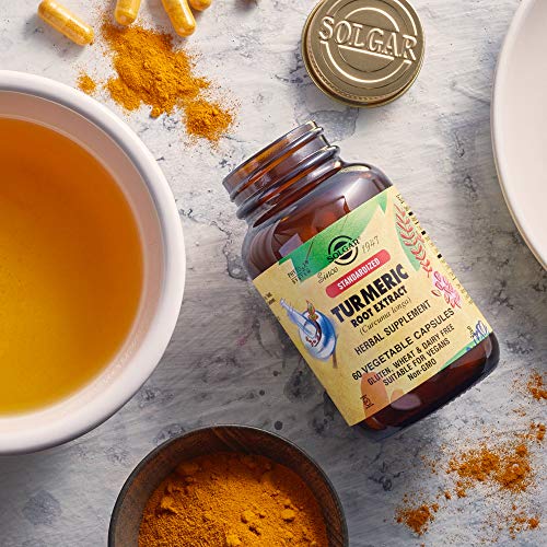 Solgar Standardized Turmeric Root Extract 400 mg, 60 Vegetable Capsules - Antioxidant Support for Brain, Joint, & Immune Health - Non-GMO, Vegan, Gluten Free, Dairy Free, Kosher - 60 Servings