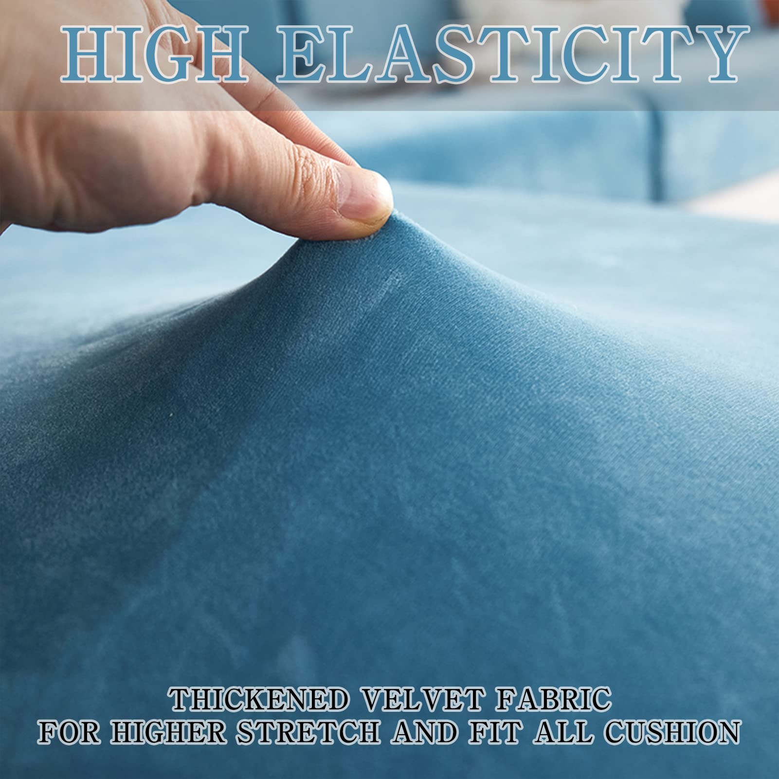 Lsmoosu 2023 New Wear-Velvet Sofa Cushion Covers, High Stretch Sofa Seat Slipcovers, Couch Cushion Cover Universal for 4/3/2/1 Seater Sofa (Sky Blue, Large 1-Seater)
