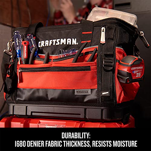 CRAFTSMAN VERSASTACK Zippered Tool Bag, 31 Pocket Organizer, Heavy Duty Tool Tote (CMST17622)
