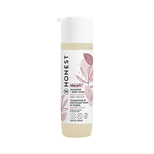 The Honest Company 2-in-1 Cleansing Shampoo + Body Wash | Gentle for Baby | Naturally Derived, Tear-free, Hypoallergenic | Sweet Almond Nourish, 10 fl oz