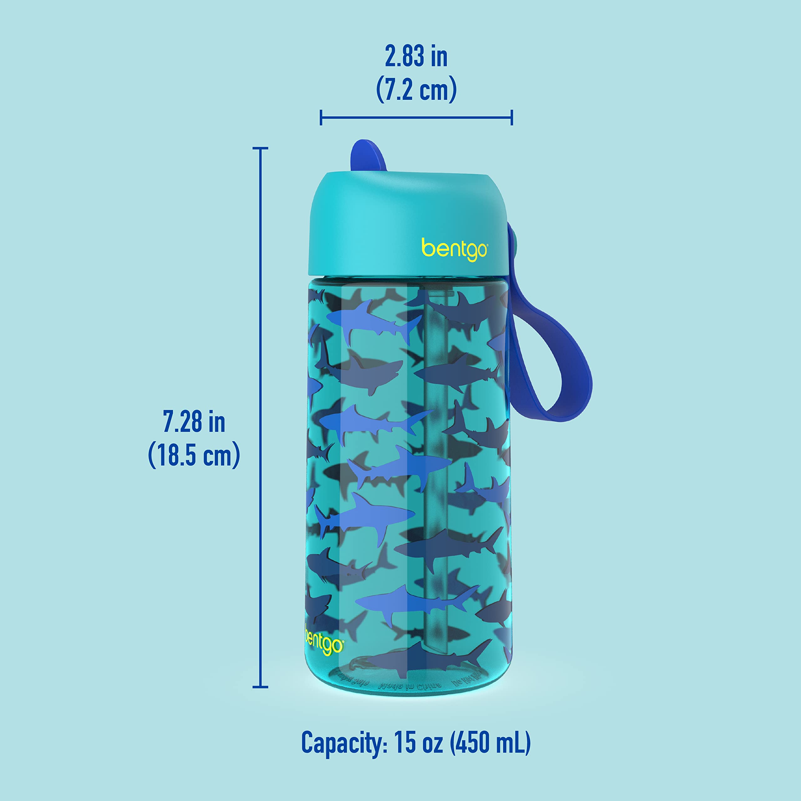 Bentgo Kids Prints Lunch Box Kids Water Bottle - New & Improved 2023 (Sharks)