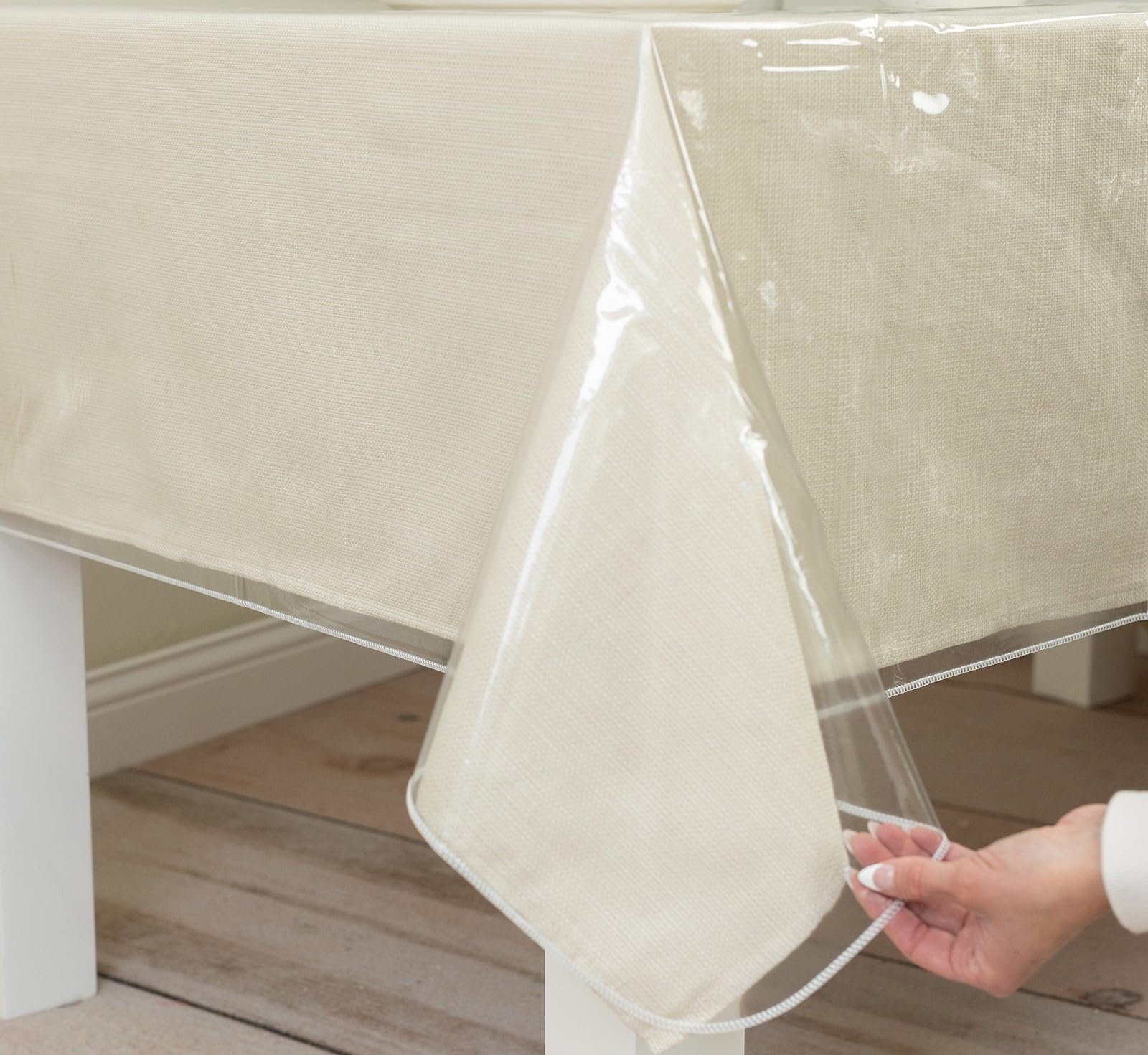 Benson Mills Heavy Duty Clear Plastic Tablecloth Protector, 100% Waterproof Table Cloth, Oil Spill Proof, Table Cover for Dining Tables, Parties and Holidays (54" x 54" Square)