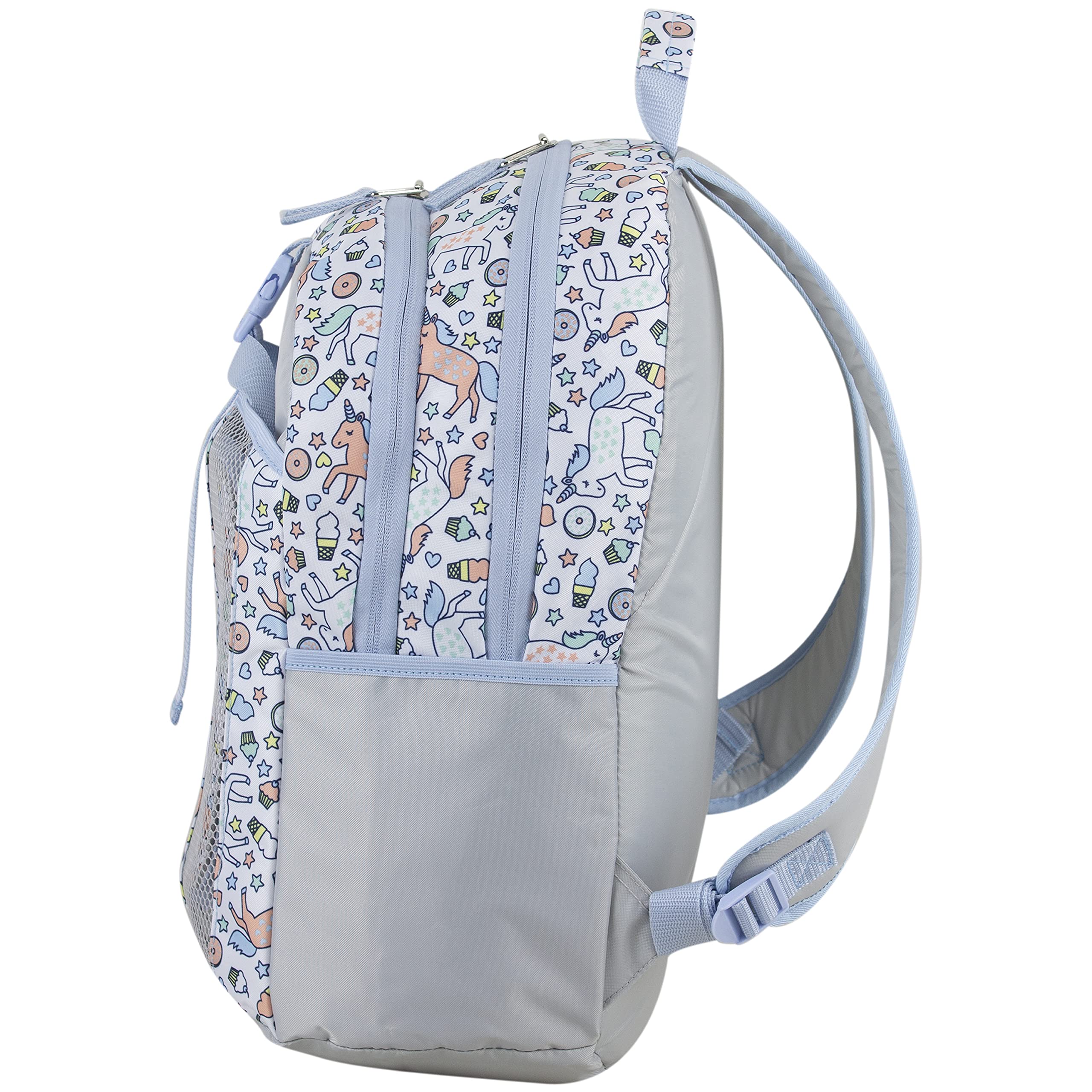 FUEL Lunch Backpack Set Teens Student Water Resistant Bookbag Bag Soft Reusable Insulated Cooler Lunch Box Thermal Travel Office Lunch Bag, Light Blue Magic Donuts