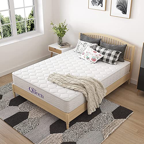 NapQueen 6 Inch Innerspring Queen Size Medium Firm Support Relief Mattress, Bed in a Box, White